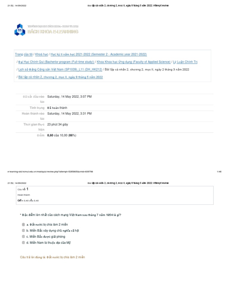 Dap An Chuong 2 LSD | PDF