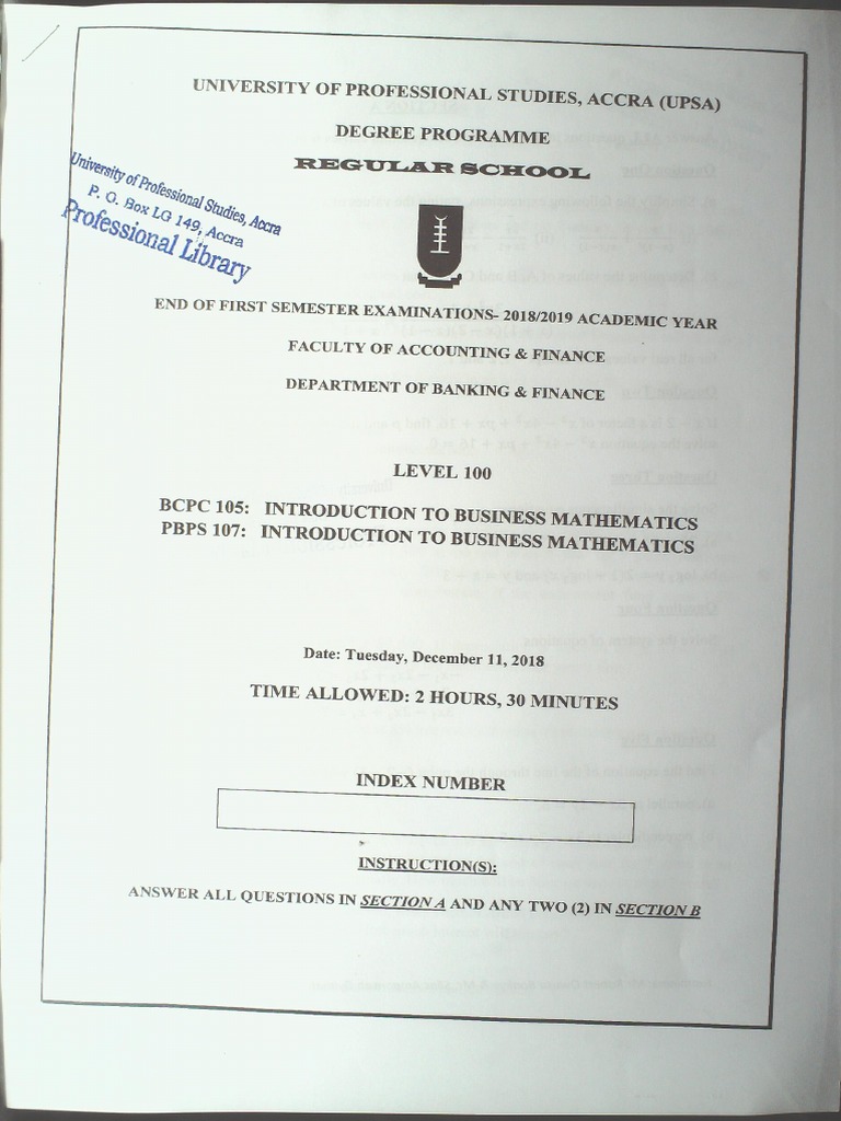 BCPC 105-PBPS 107 Intro To Bus. Maths | PDF