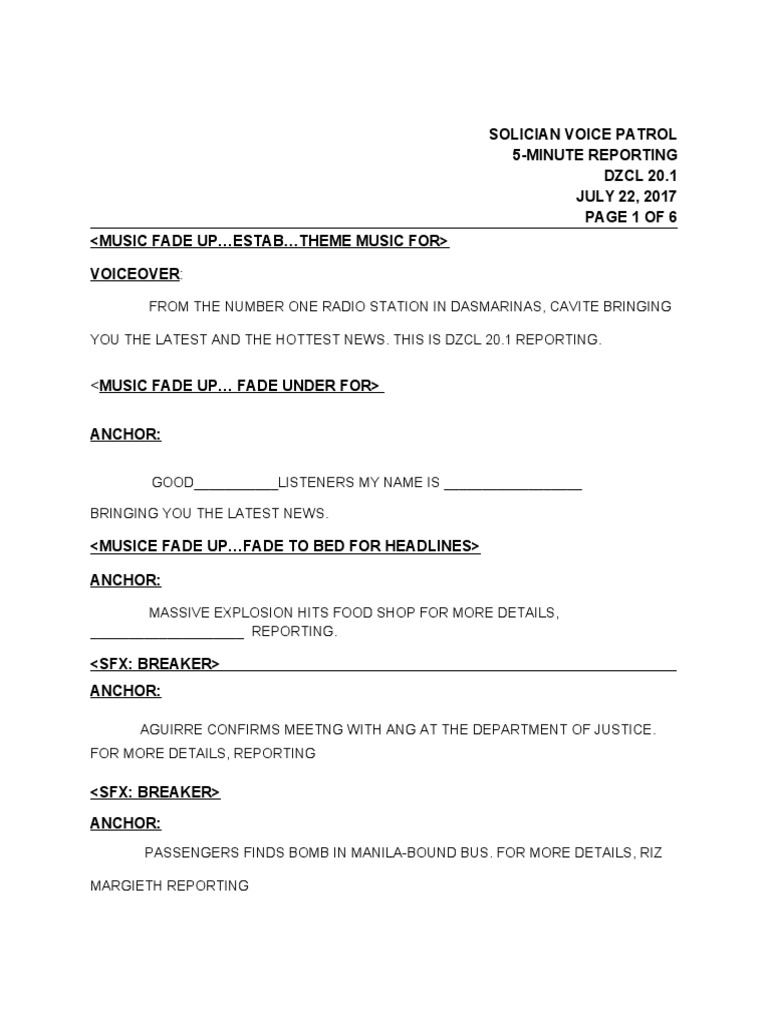 RADIO BROADCASTING Training Script | PDF