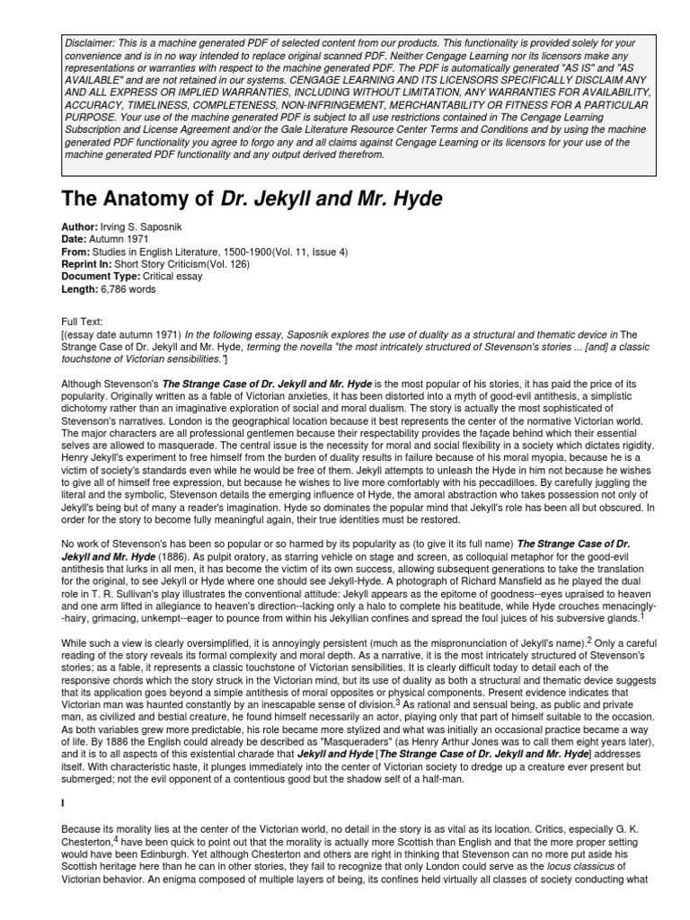 The Anatomy of DR Jekyll and M | PDF | Strange Case Of Dr Jekyll And Mr ...