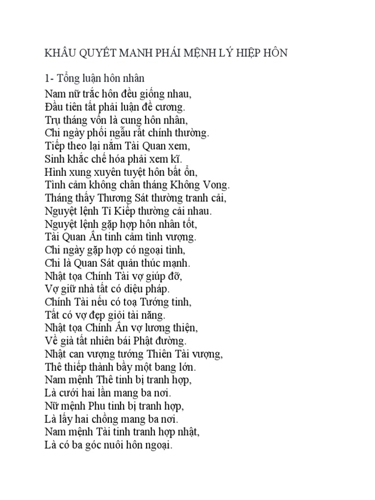 Khau Quyet Manh Phai Menh Ly Hiep Hon - V1a - Demo | PDF