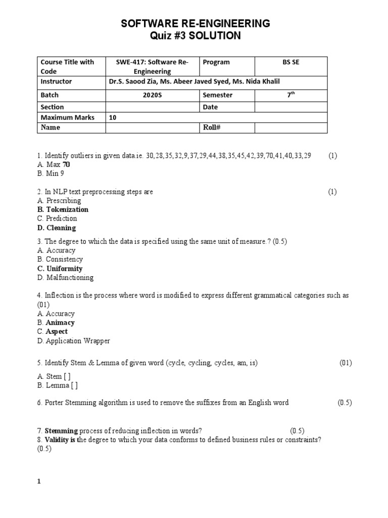 Quiz.3 SOLUTION | PDF