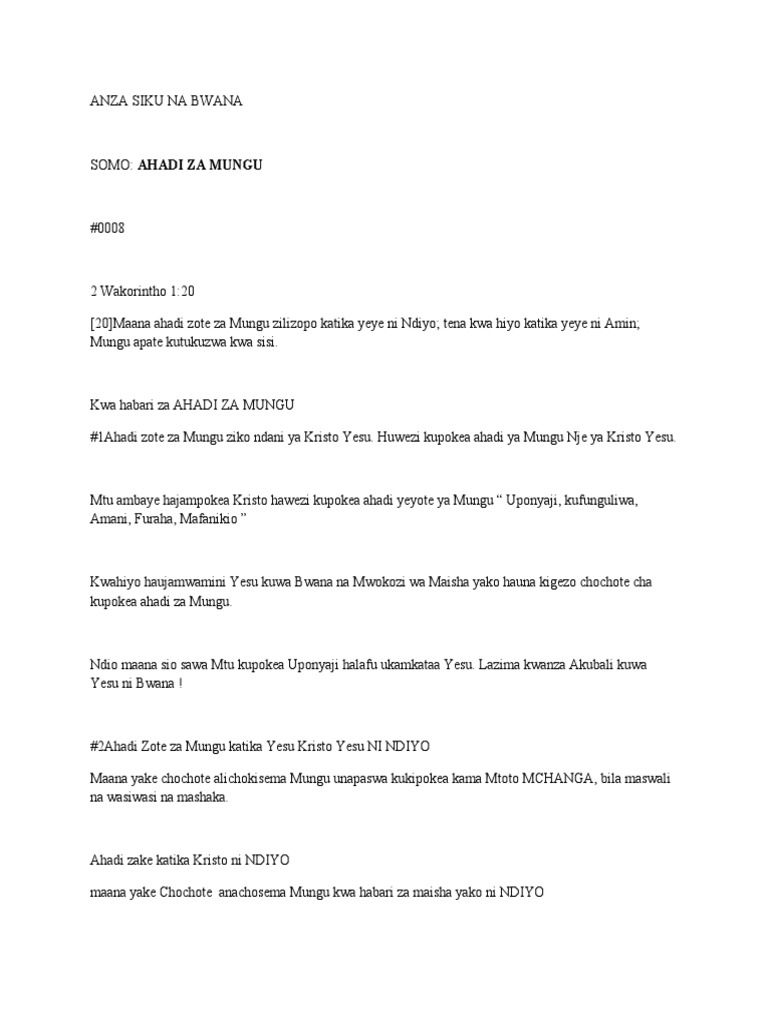 #0008.ahadi Za Mungu | PDF