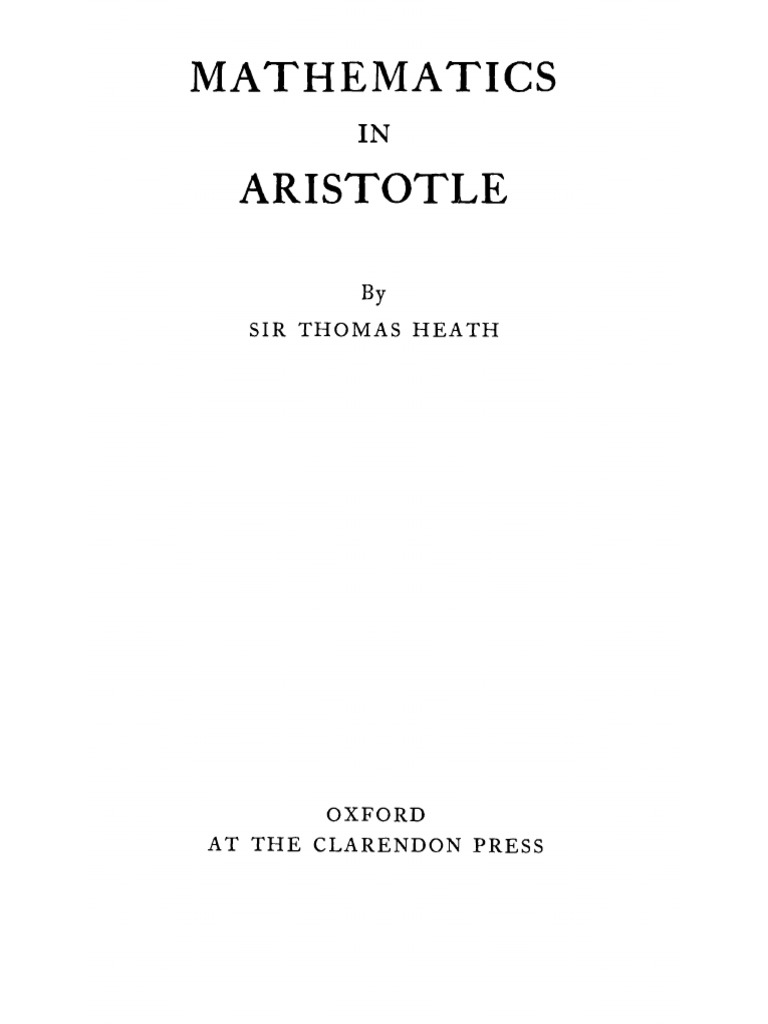 T. Heath - Mathematics in Aristotle | PDF