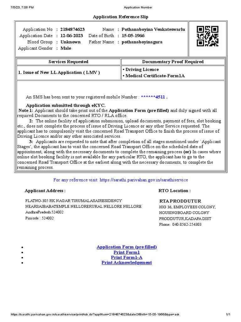 Application Number | PDF | Government | Road Transport