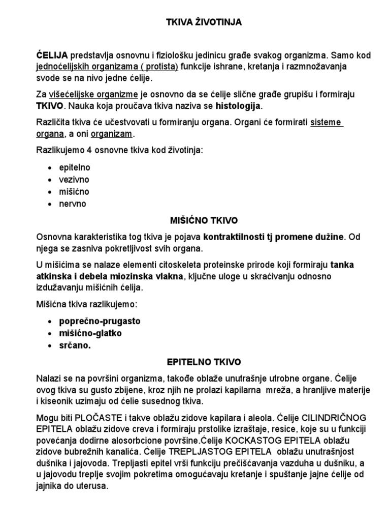 Tkiva Životinja | PDF