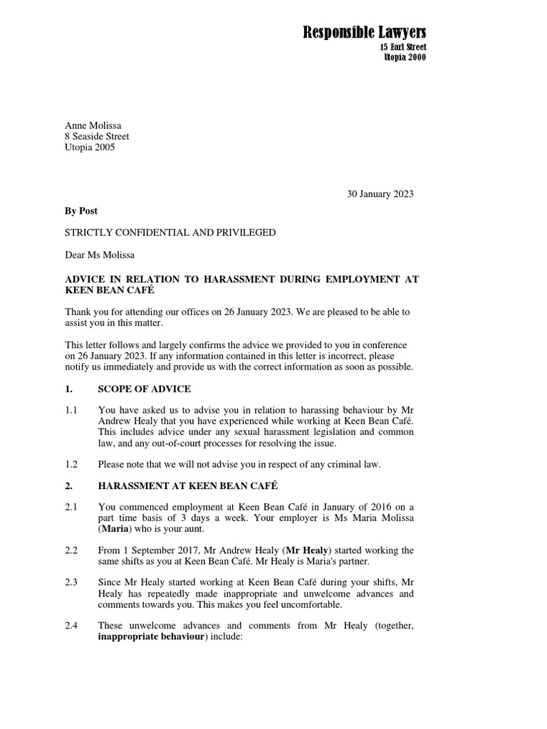 Sample 1 Letter of Advice | PDF