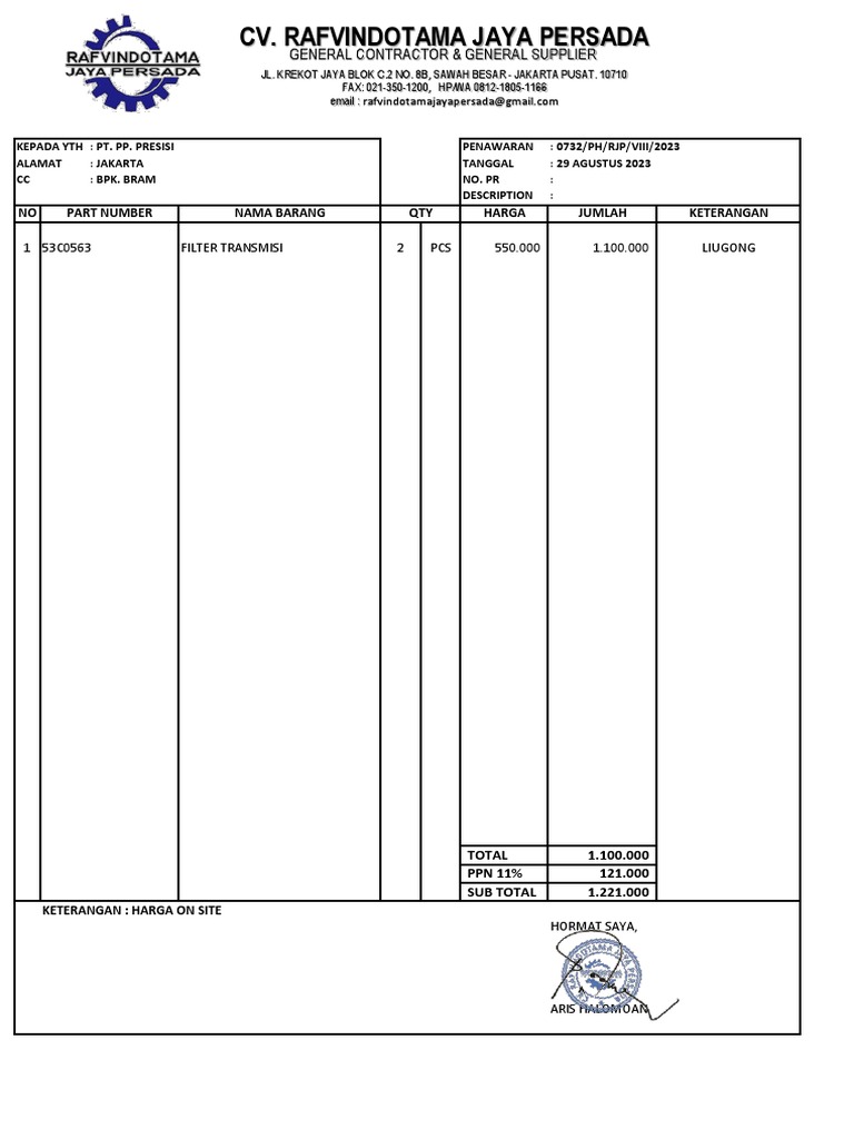 PR 0732 PT PP Presisi | PDF