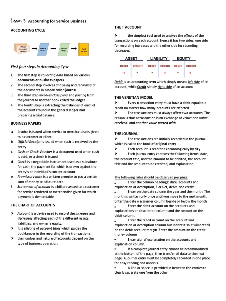 Service Business Accounting Cycle | PDF