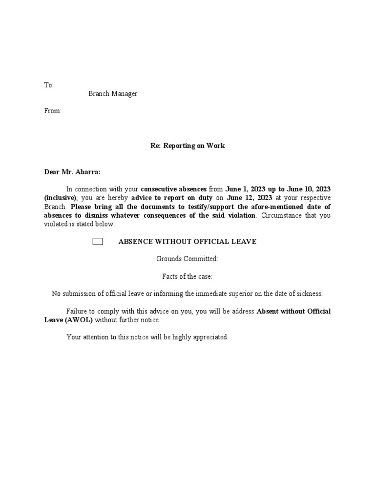 Report To Work | PDF