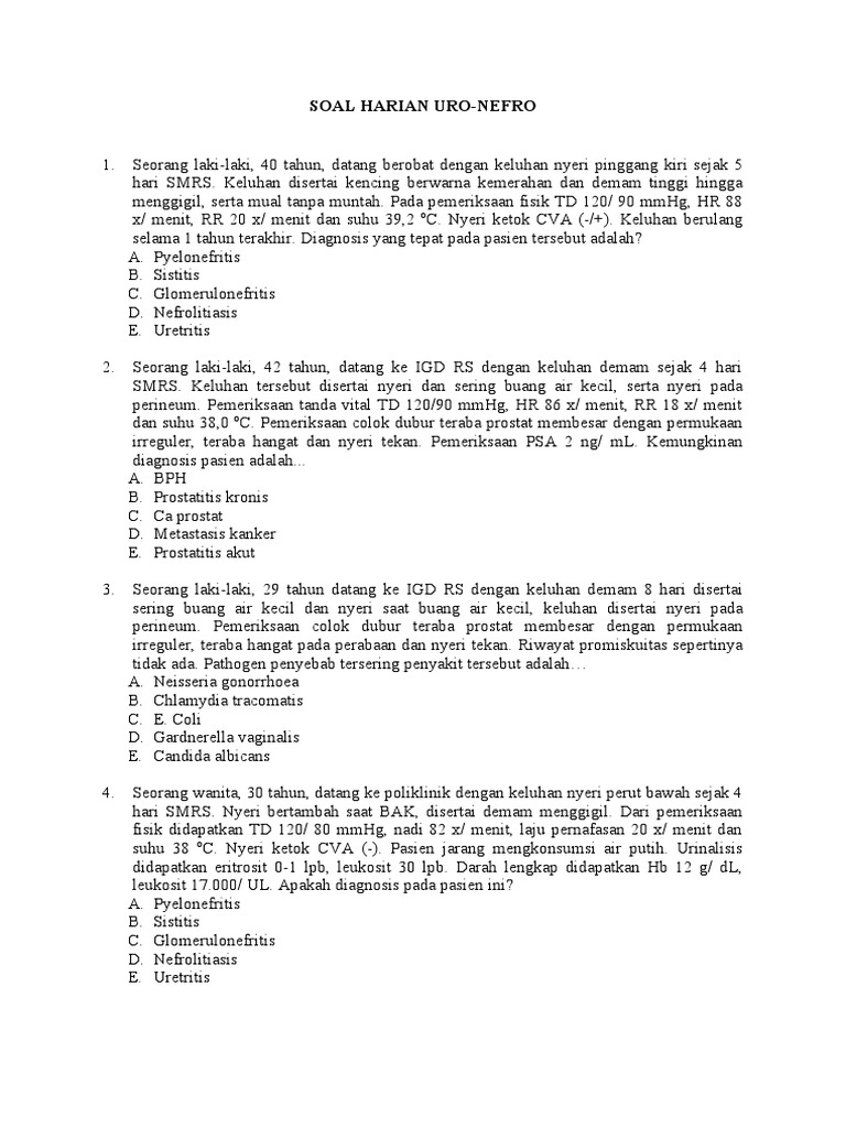 Soal Harian Uro-Nefro | PDF