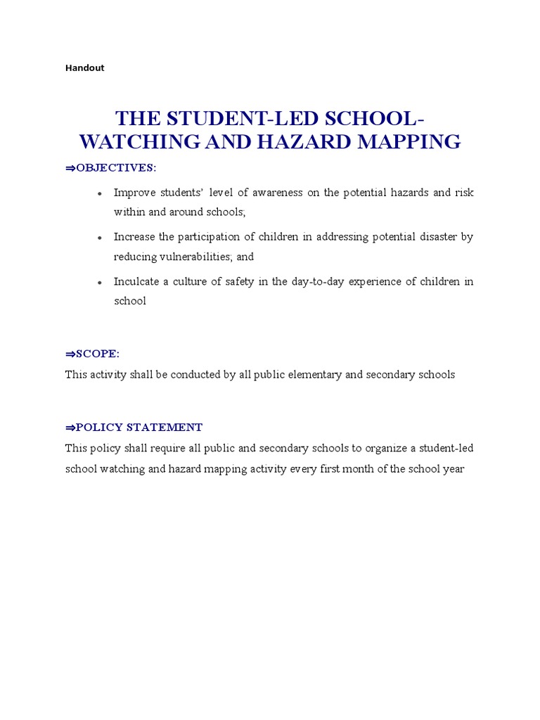 Student-Led Hazard Mapping in Schools | PDF | Hazards
