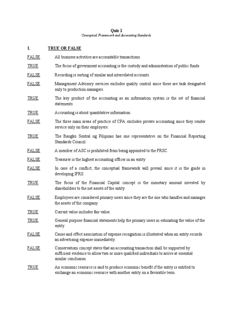 PRACTICE Quiz 1 - CFAS | PDF | Financial Statement | Accounting