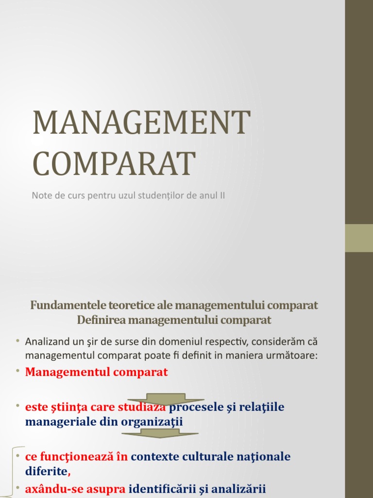 Management Comparat | PDF