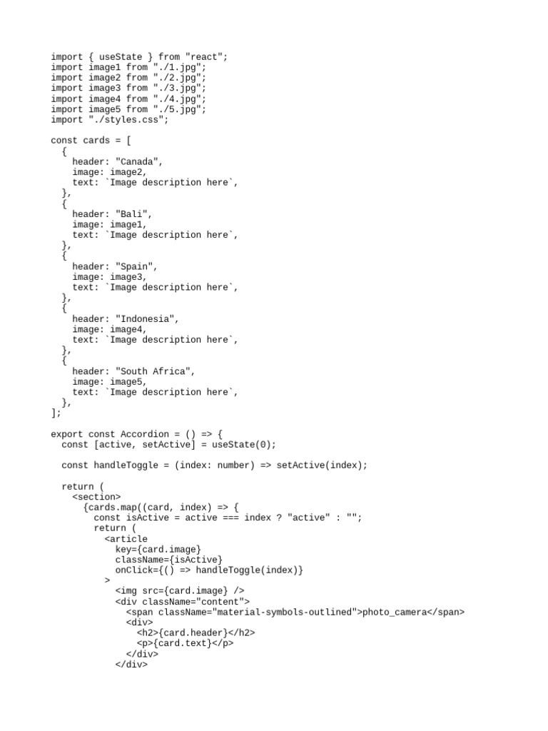 React Accordion Component Example | PDF | Teaching Methods & Materials | Computers