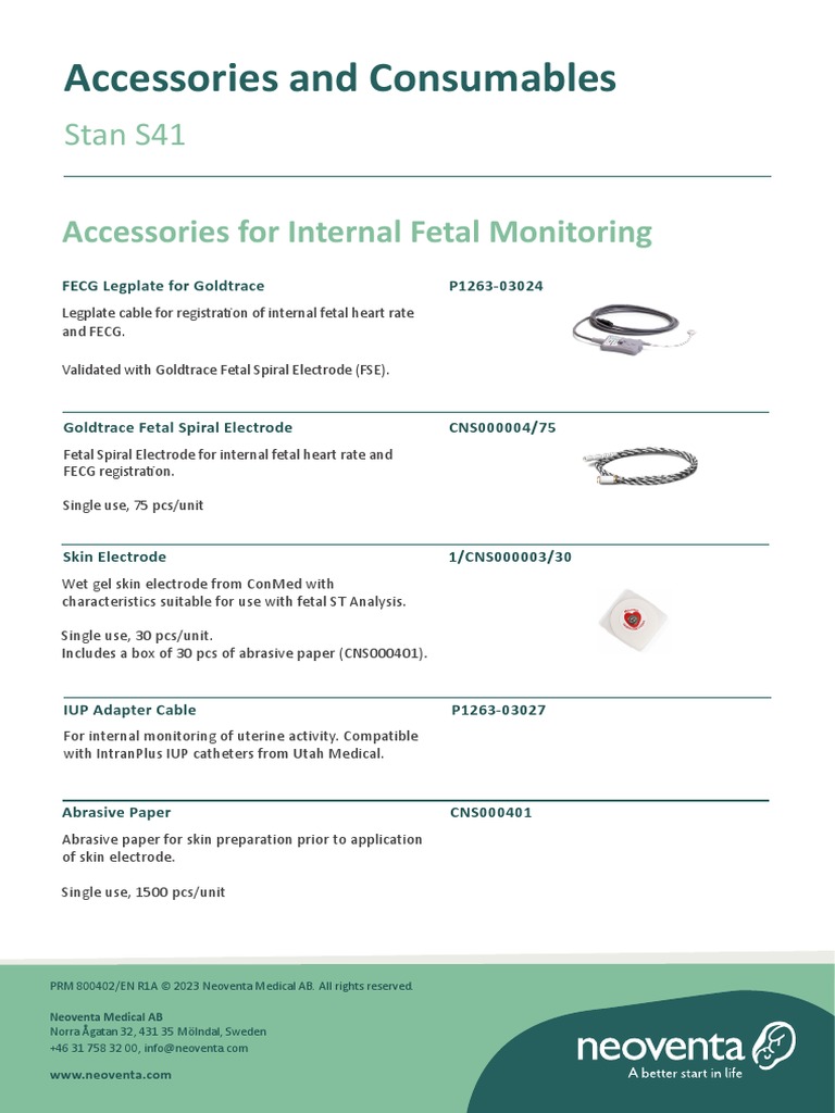 Stan S41 Accessories and Consumables | PDF | Physiology | Clinical Medicine