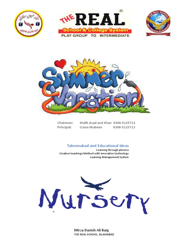 Summer Vacation Tasks for Nursery | PDF | Phonics | Pedagogy