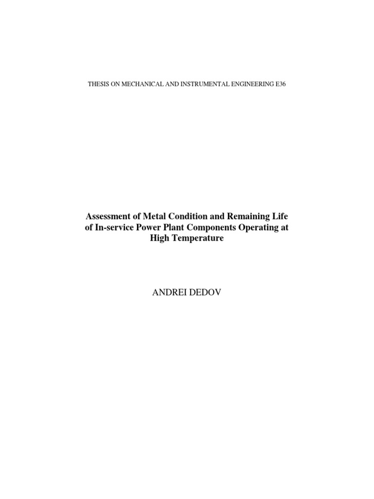Assessment of Metal Condition and Remaining Life of In-Service Power ...