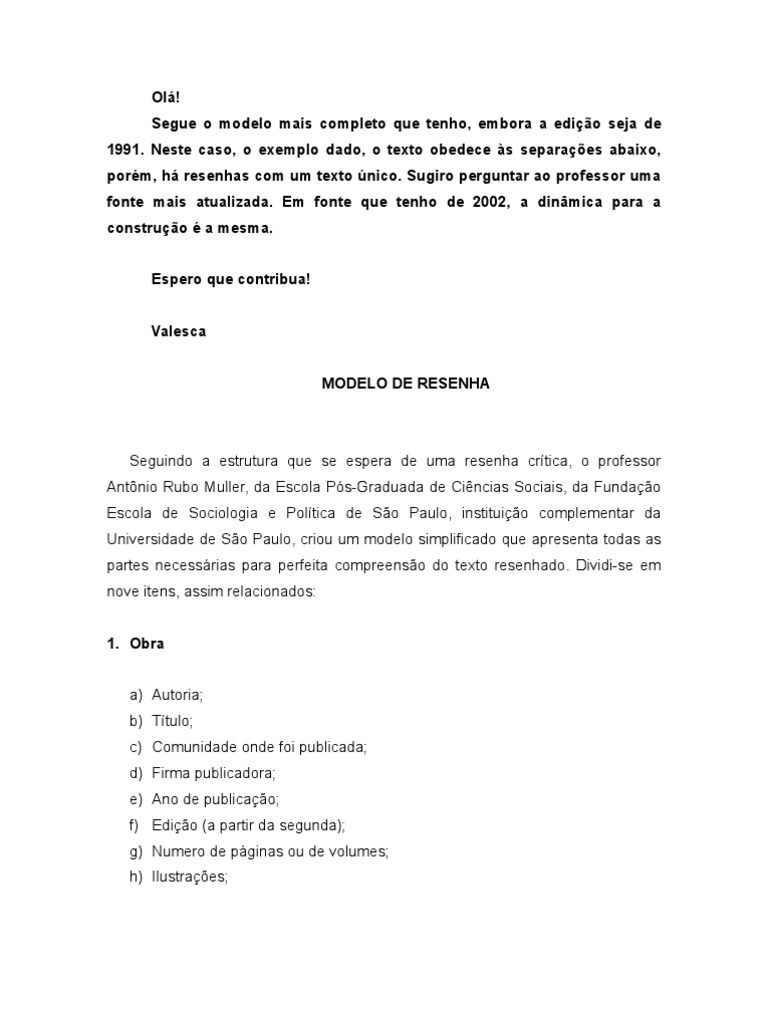 Modelo de Resenha | PDF | Teoria | Science