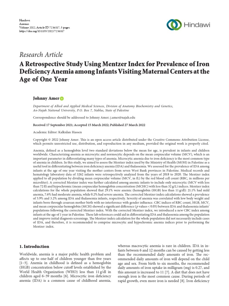 Indeks Mentzer | PDF | Anemia | Blood