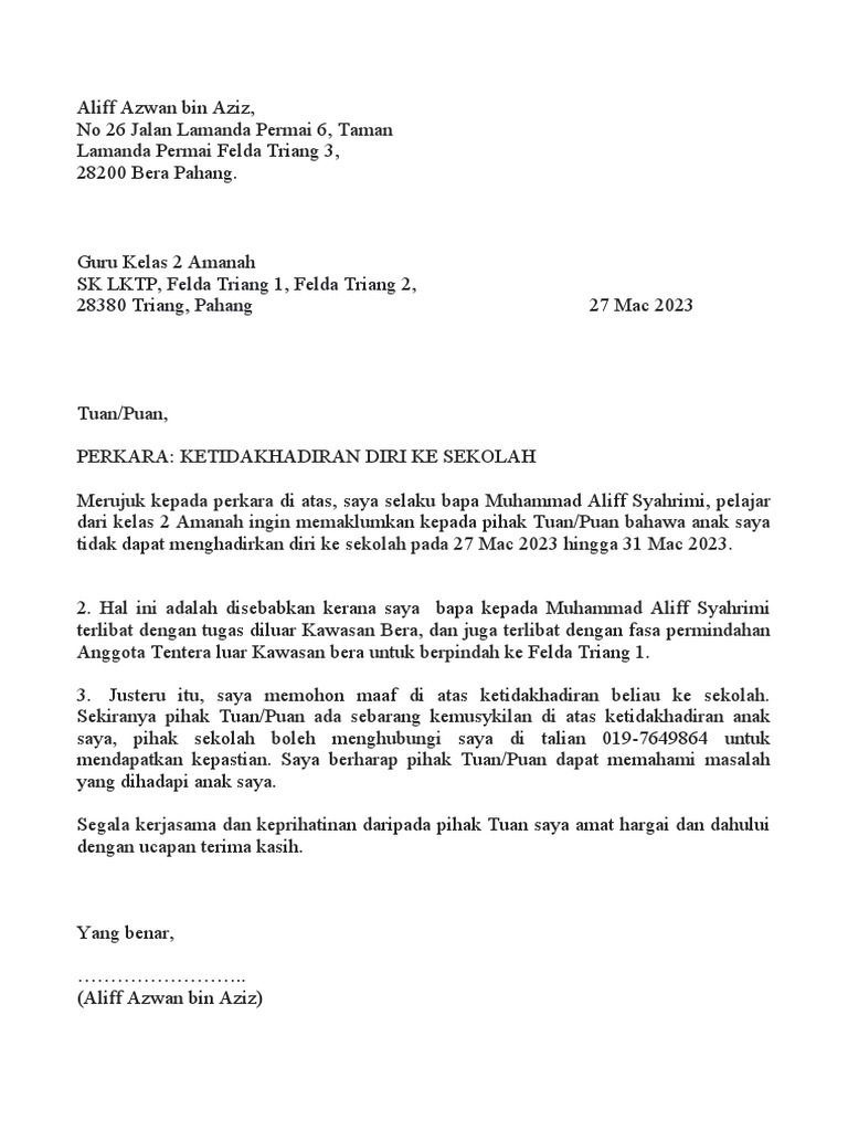 Surat Sekolah | PDF