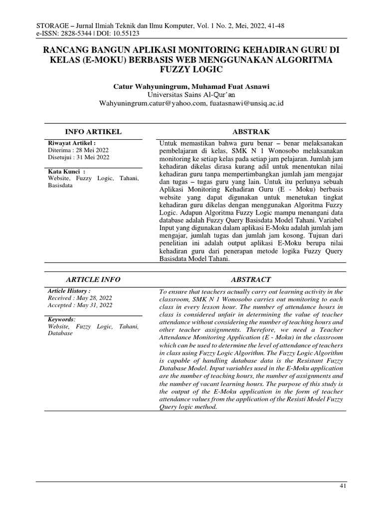 Rancang Bangun Aplikasi Monitoring Kehadiran Guru Di Kelas (E-Moku ...