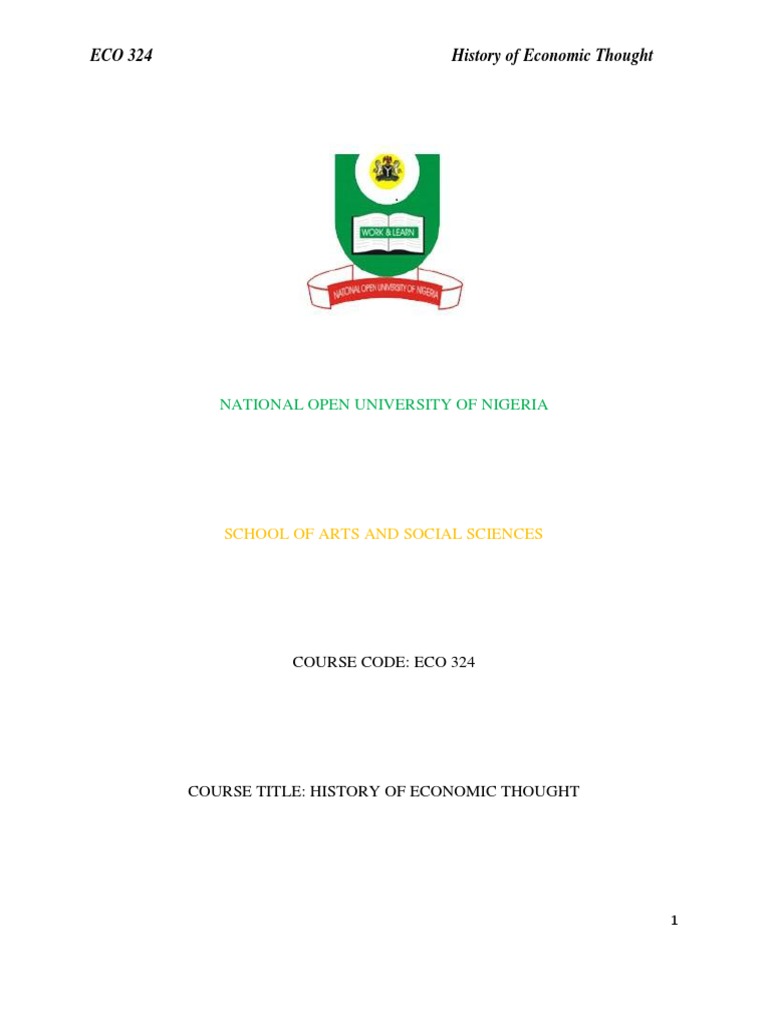 ECO 324: History of Economic Thought | PDF | Economics | History Of ...