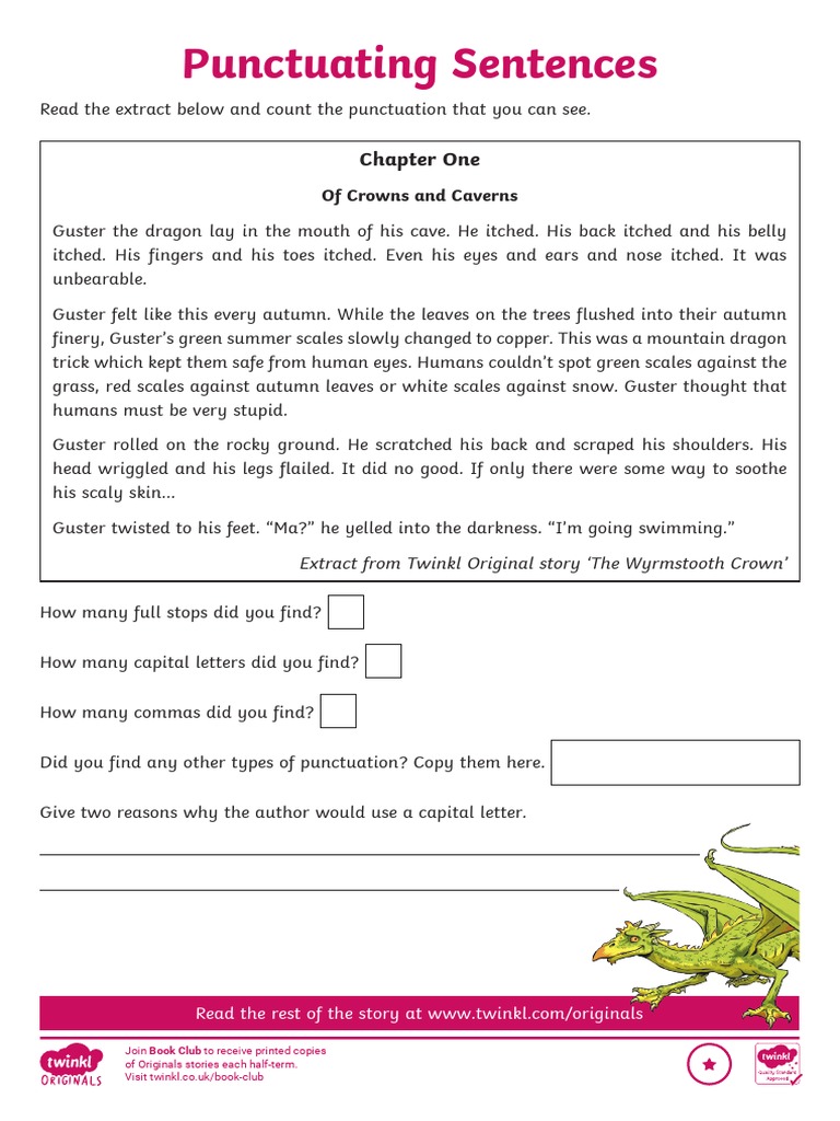 Punctuating Sentences Differentiated Activity Sheet English Ver 2 | PDF