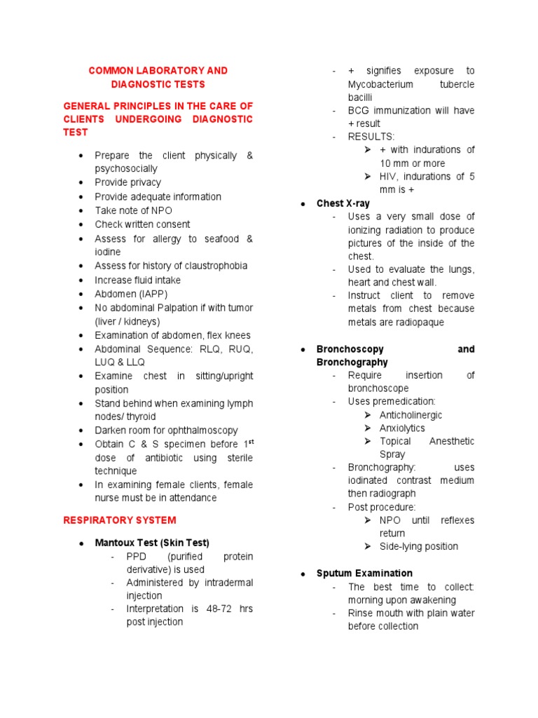 Common Laboratory and Diagnostic Tests | PDF | Medical Ultrasound ...