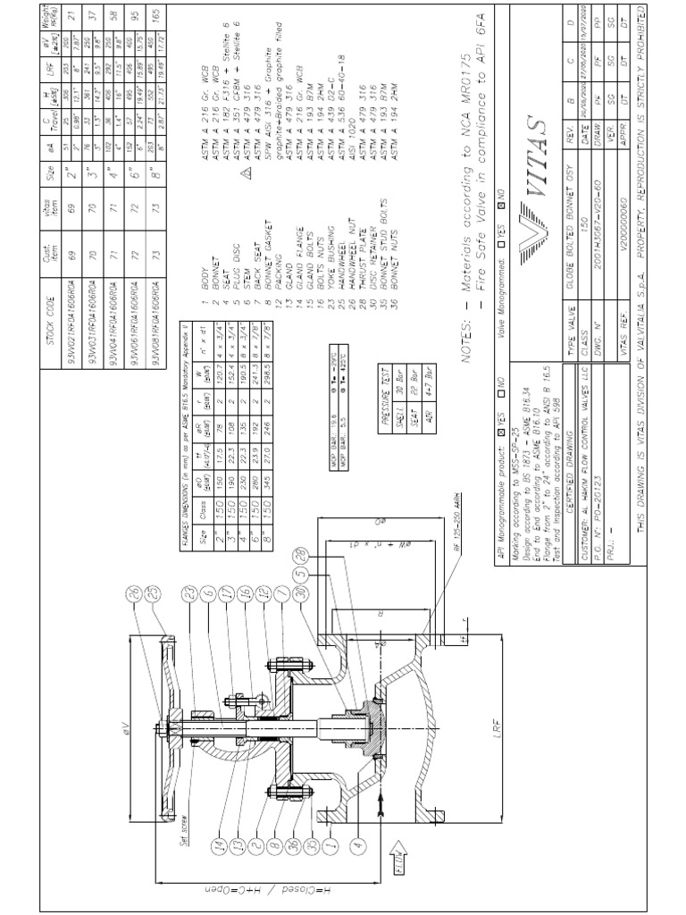 Vitas - Globe Valves Class 150 - 2 To 8 Inch - Trim 16 | PDF