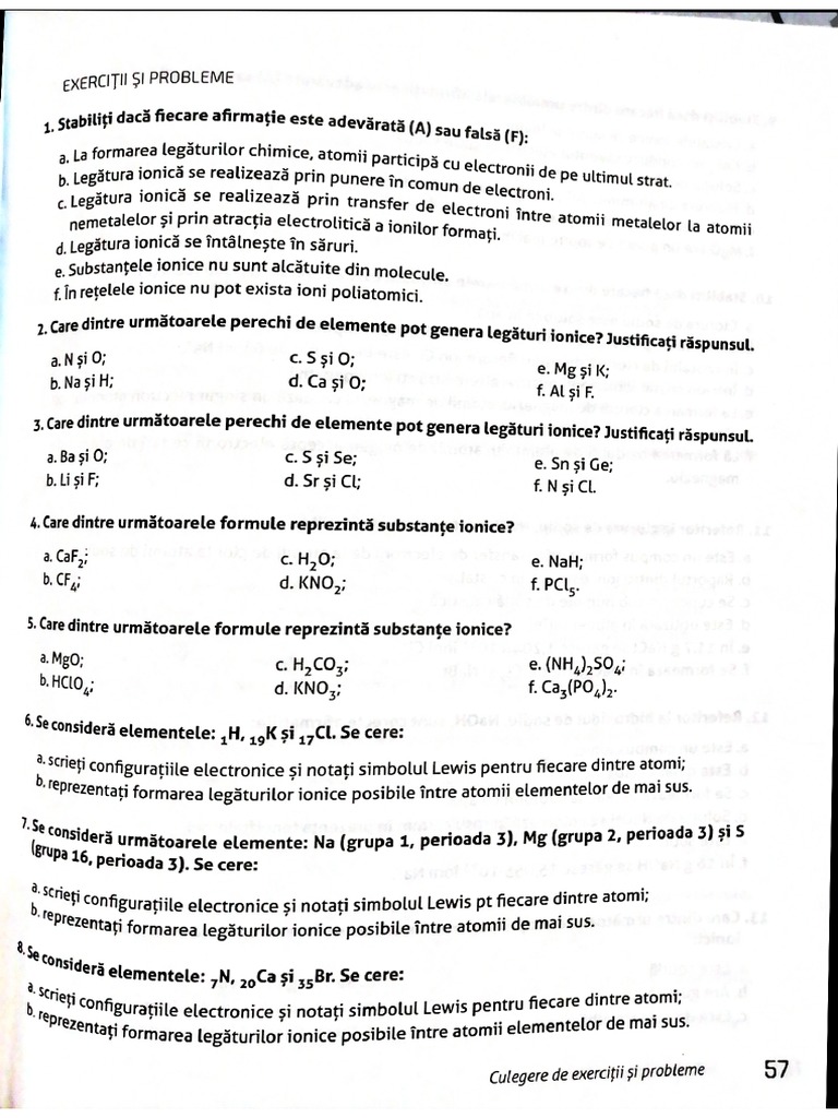 Exercitii Antrenament-Legaturi Chimice | PDF