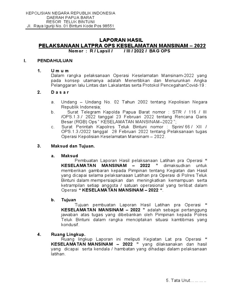 Lapsil Latpra Ops Keslat 2022 | PDF