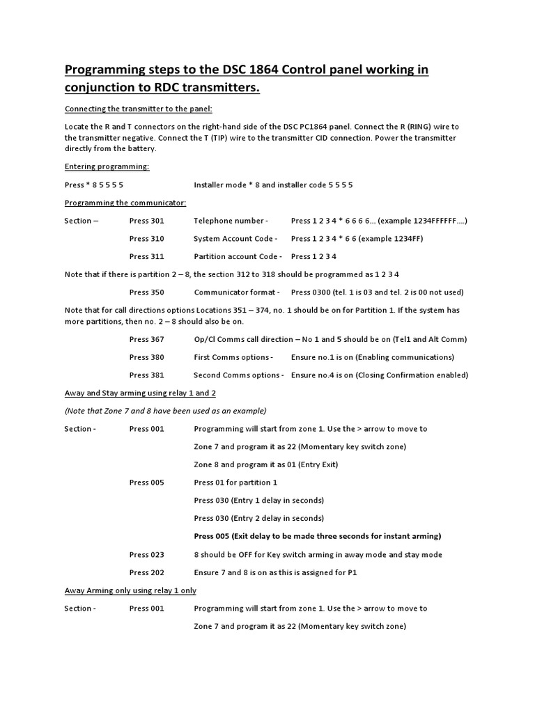 IceCube ACE Installer Guide Programming Steps To The DSC 1864 | PDF | Electricity | Service ...