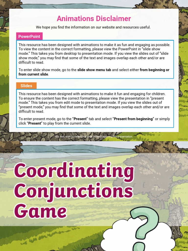 Us2 E 142 Coordinating Conjunctions Powerpoint Game Ver 2 Pdf