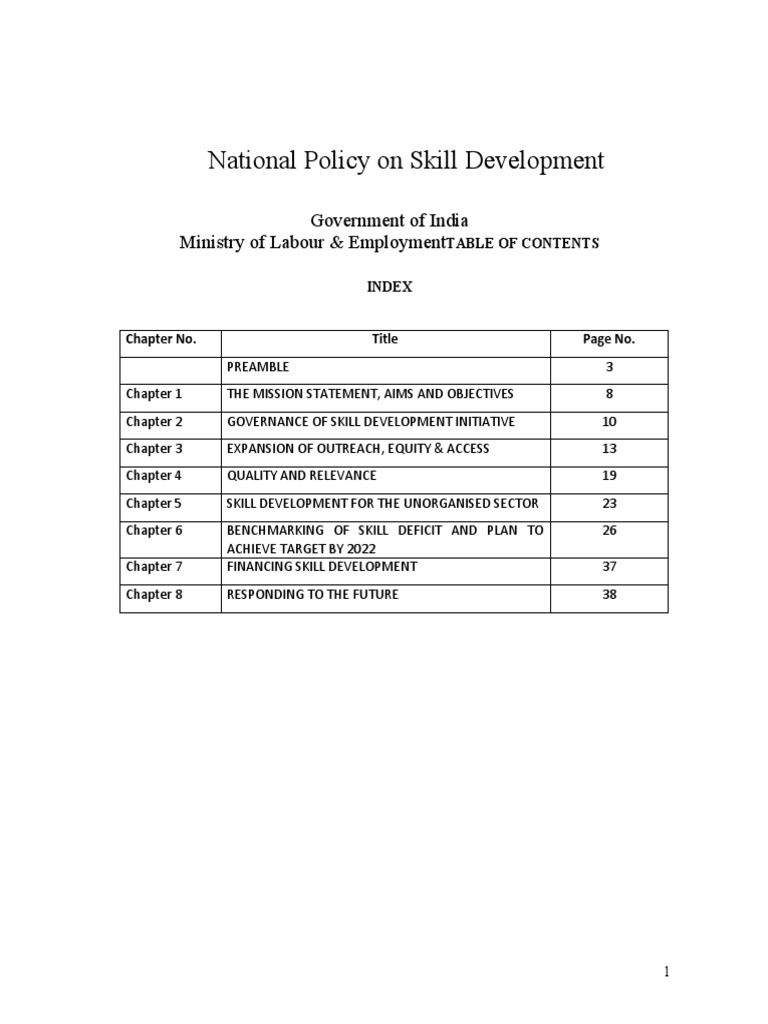 National Policy On Skill Development | PDF | Vocational Education ...