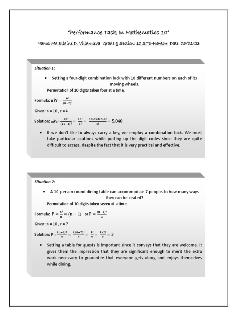 Math Permutations for Students | PDF