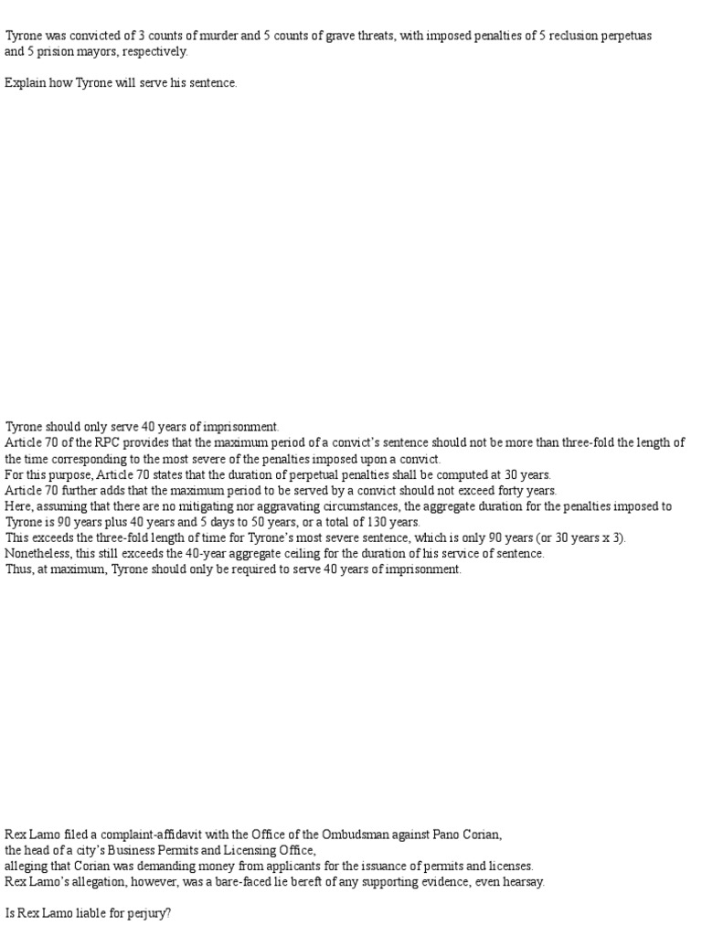 Tyrone's Sentencing and Legal Cases Explained | PDF | Insanity Defense ...