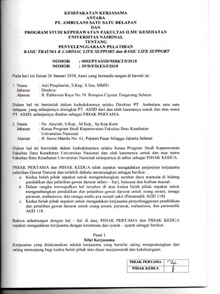 Contoh Perjanjian Kerjasama | PDF