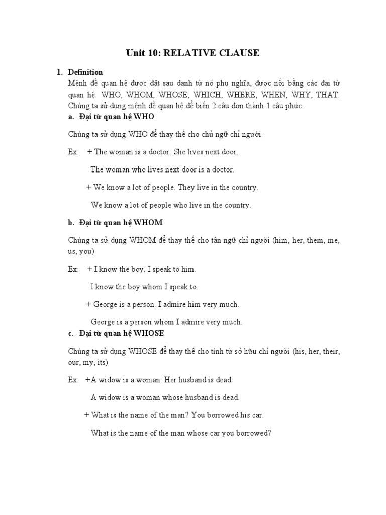 Unit 10 Relative Clause | PDF