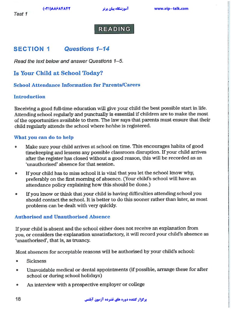 Cambridge 11 Reading Test 1 PDF | PDF