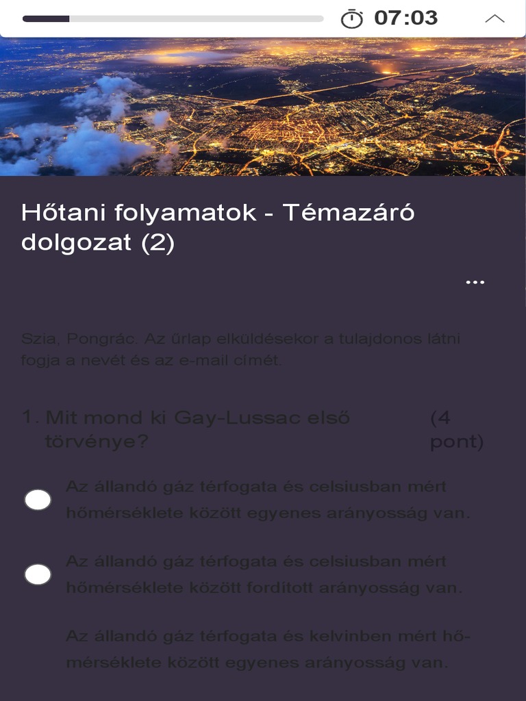 Hőtani Folyamatok - Témazáró Dolgozat | PDF