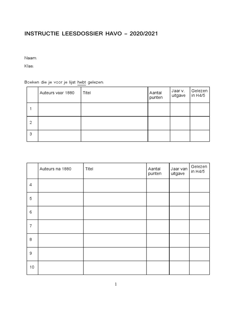 Leesdossier Havo 2021 | PDF