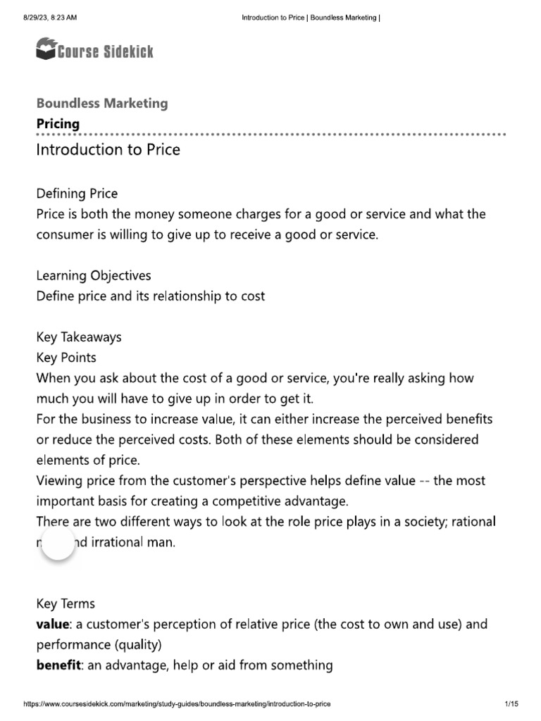 Intro To Price | PDF