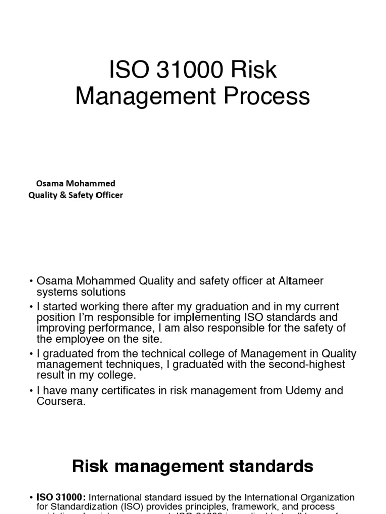 ISO 31000 Risk Management Process: Osama Mohammed Quality & Safety ...