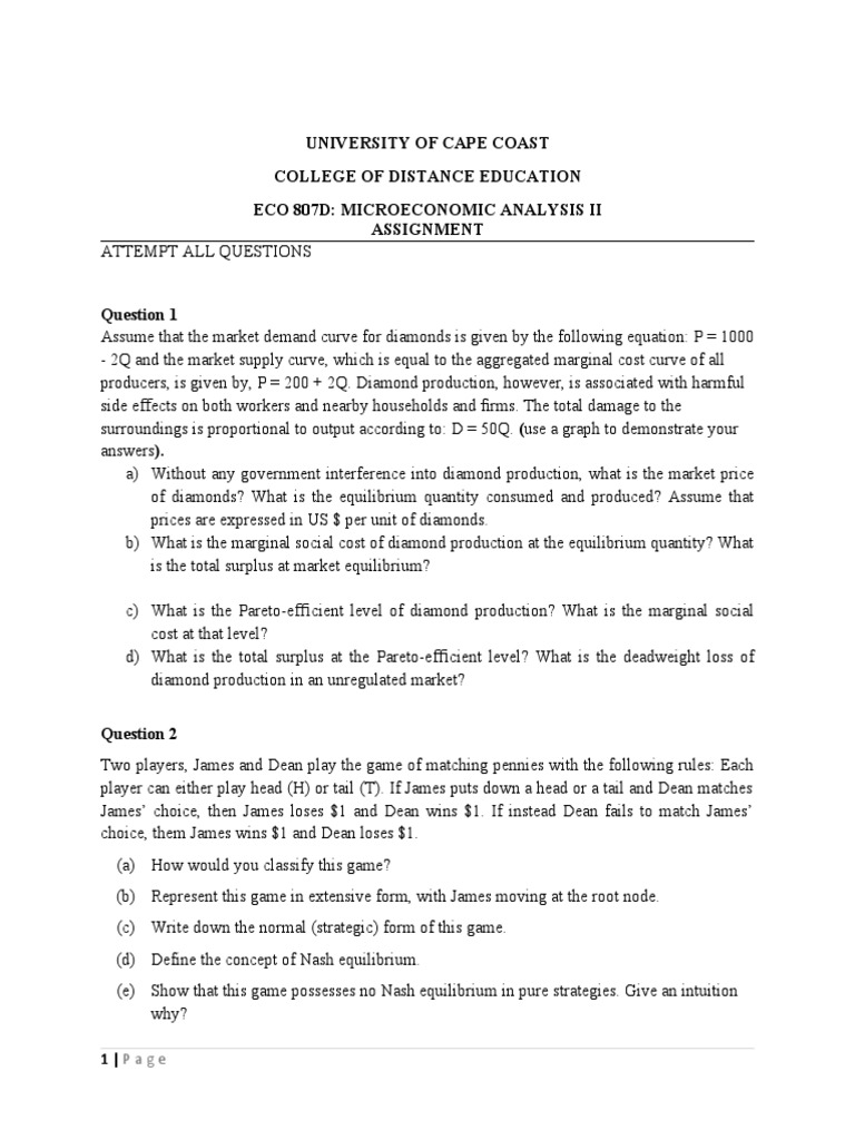 Microeconomics Assignment Guide | PDF | Microeconomics | Economic Surplus