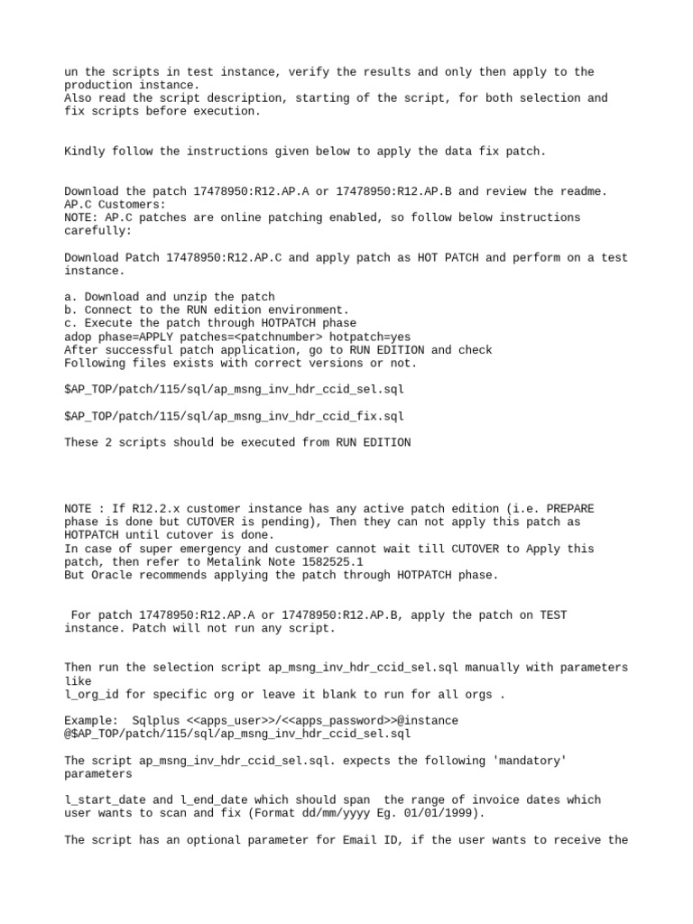Fix Script | PDF | Sql | Parameter (Computer Programming) Fix Script | PDF | Sql | Parameter (Computer Programming)