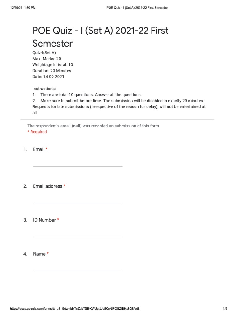 Quiz 1 Set A Questions | PDF