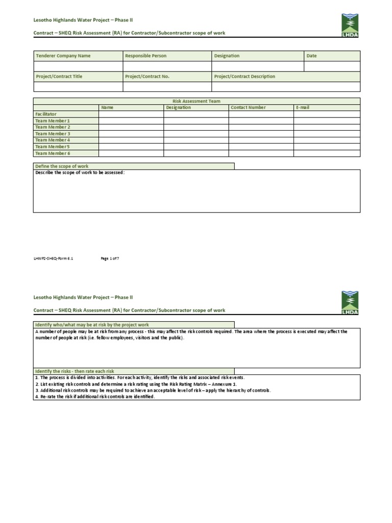6.1 LHWP2 - Contract - RA - Template - V1.0 | PDF