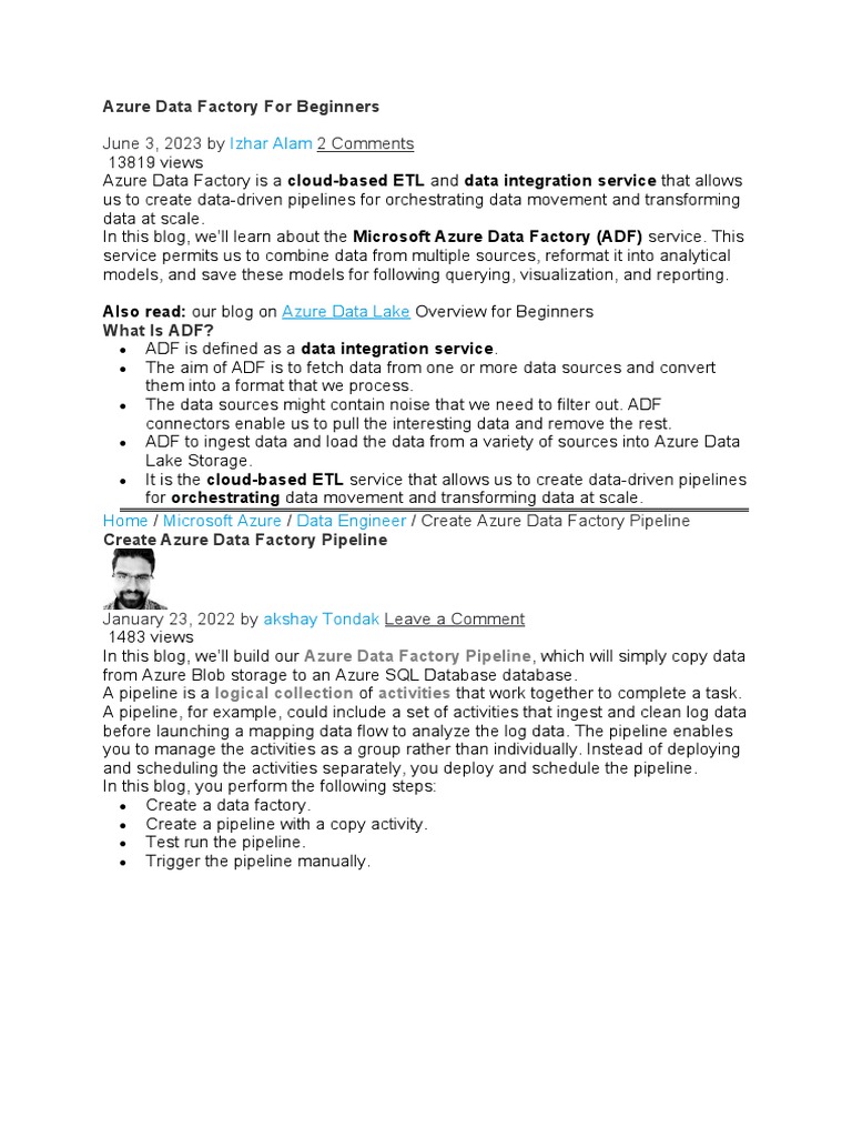 Azure Data Factory For Beginners | PDF | Databases | Microsoft Azure