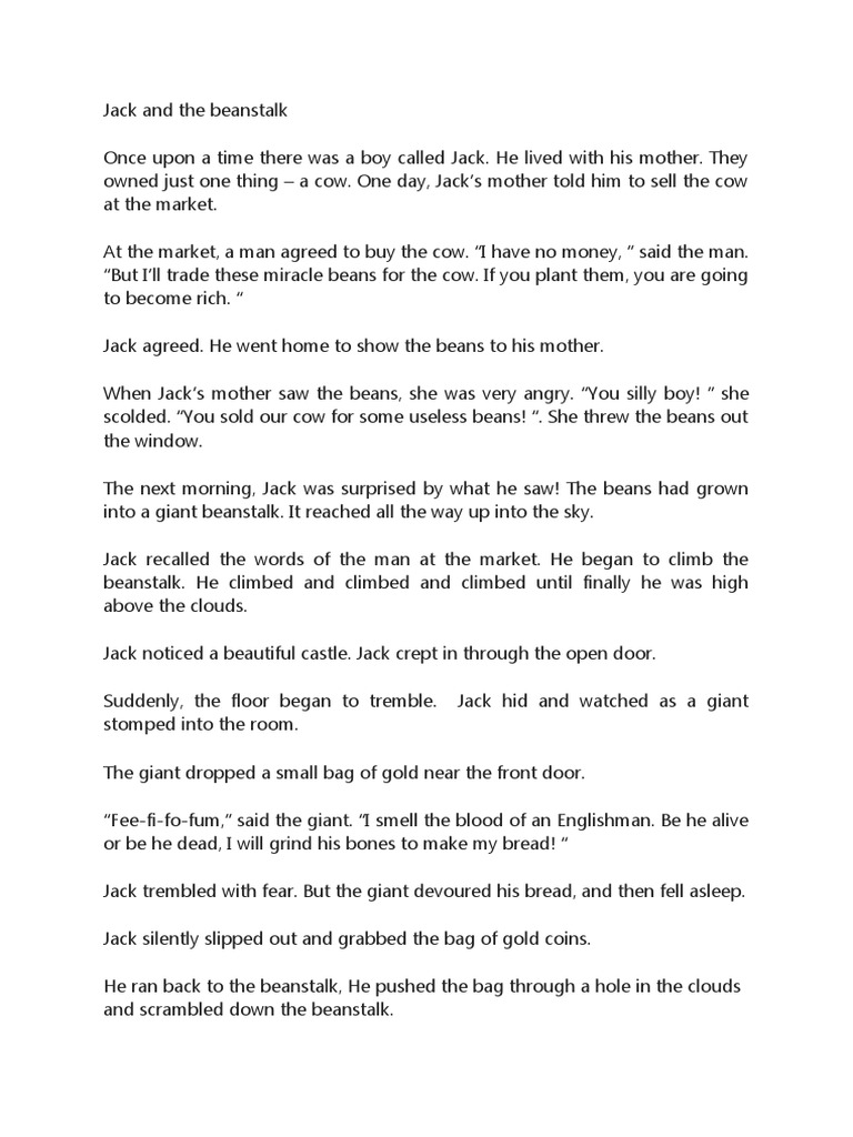 Jack and the beanstalk- final | PDF
